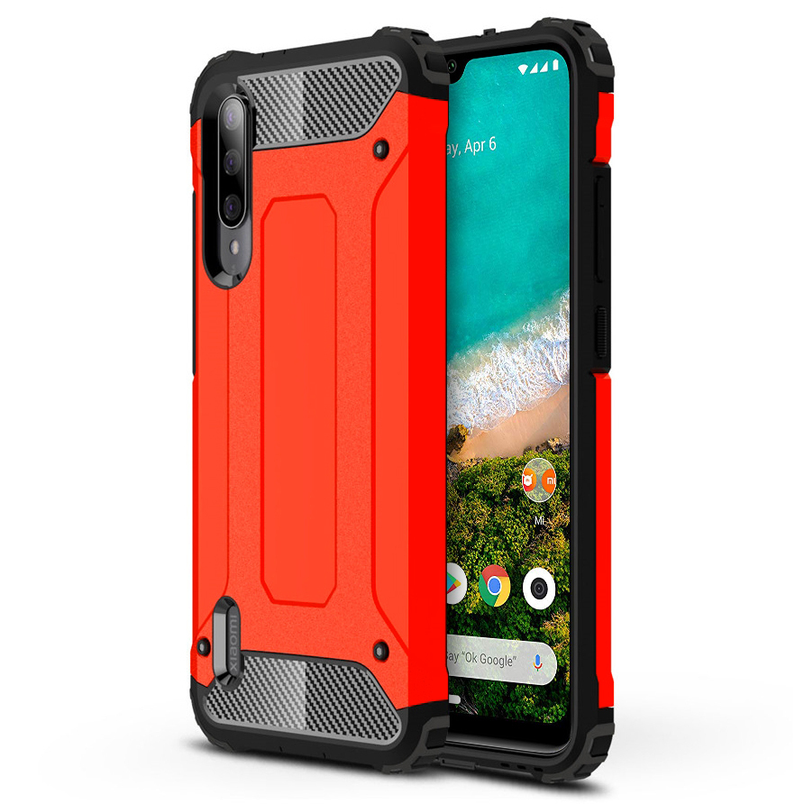 Military Defender Shockproof Case for Xiaomi Mi A3 (Red)